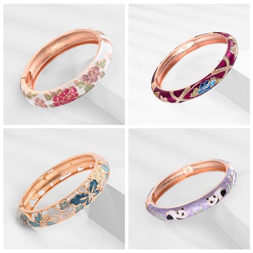 UJOY Random Pack Colors Enamel Jewelry Set Golden Flower Engraved 10 PCS Cloisonne Bracelets in a Box