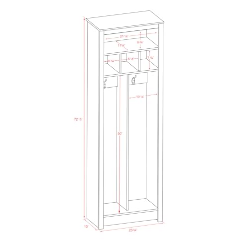 Prepac Space-Saving Entryway Hall Tree, 13Lx23.5Wx72.5H, Espresso