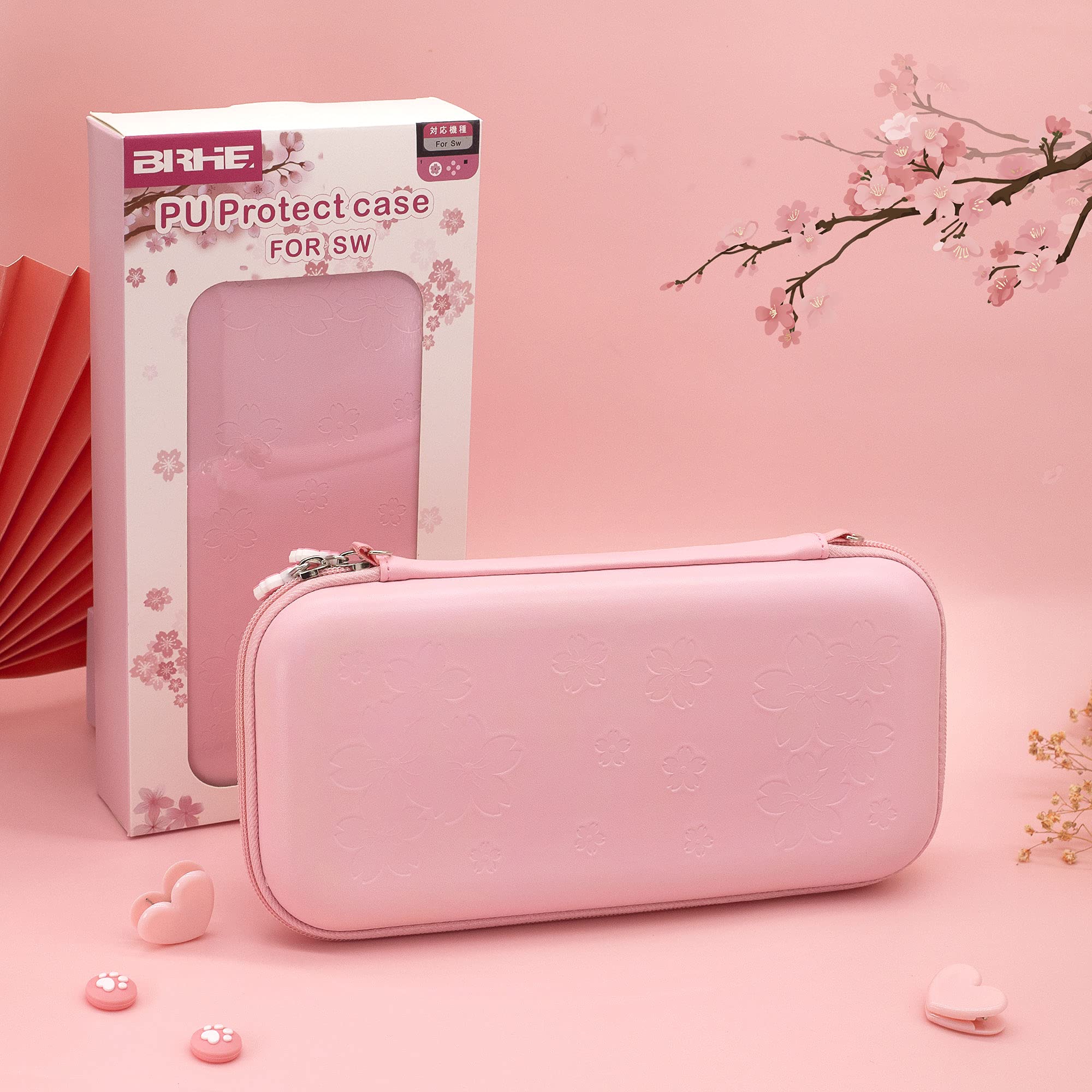 Travel Case for Nintendo Switch/Switch LITE/OLED Carrying Case Bundle Bag Hard Portable Protective Switch Accessories Kit (Switch Pink