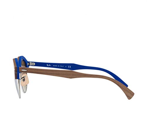Ray-Ban Rb4246m Clubhouse Wood Round Sunglasses, Silver/Gradient Brown Mirrored Silver, 51 mm