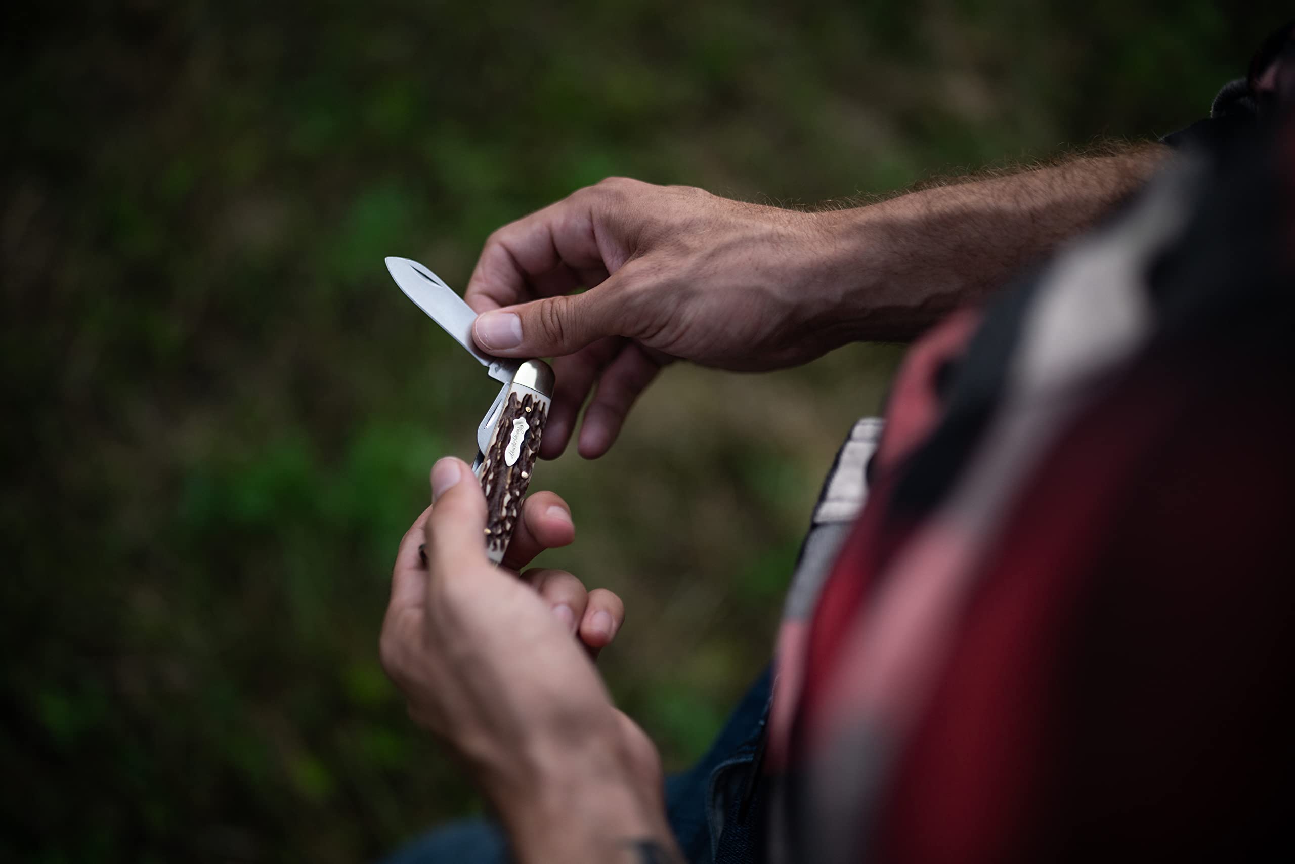 Uncle Henry Next Gen Staglon 23UH Scout 6.1in Folding Knife with 2.4in Stainless Steel Drop-Point Blade, Awl, Can Opener, Screwdriver, Cap Lifter, and Staglon Handle for Hunting, Camping and EDC
