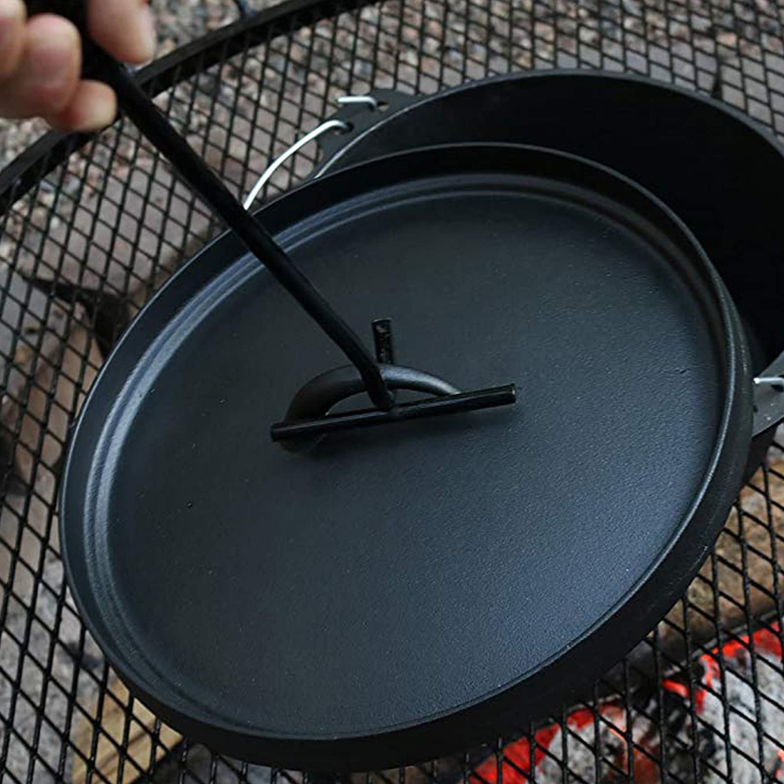 Tysun Dutch Oven Lid Lifter Dutch Oven Lid Stand Cast Iron Dutch Oven Tools and Accessories for Camping