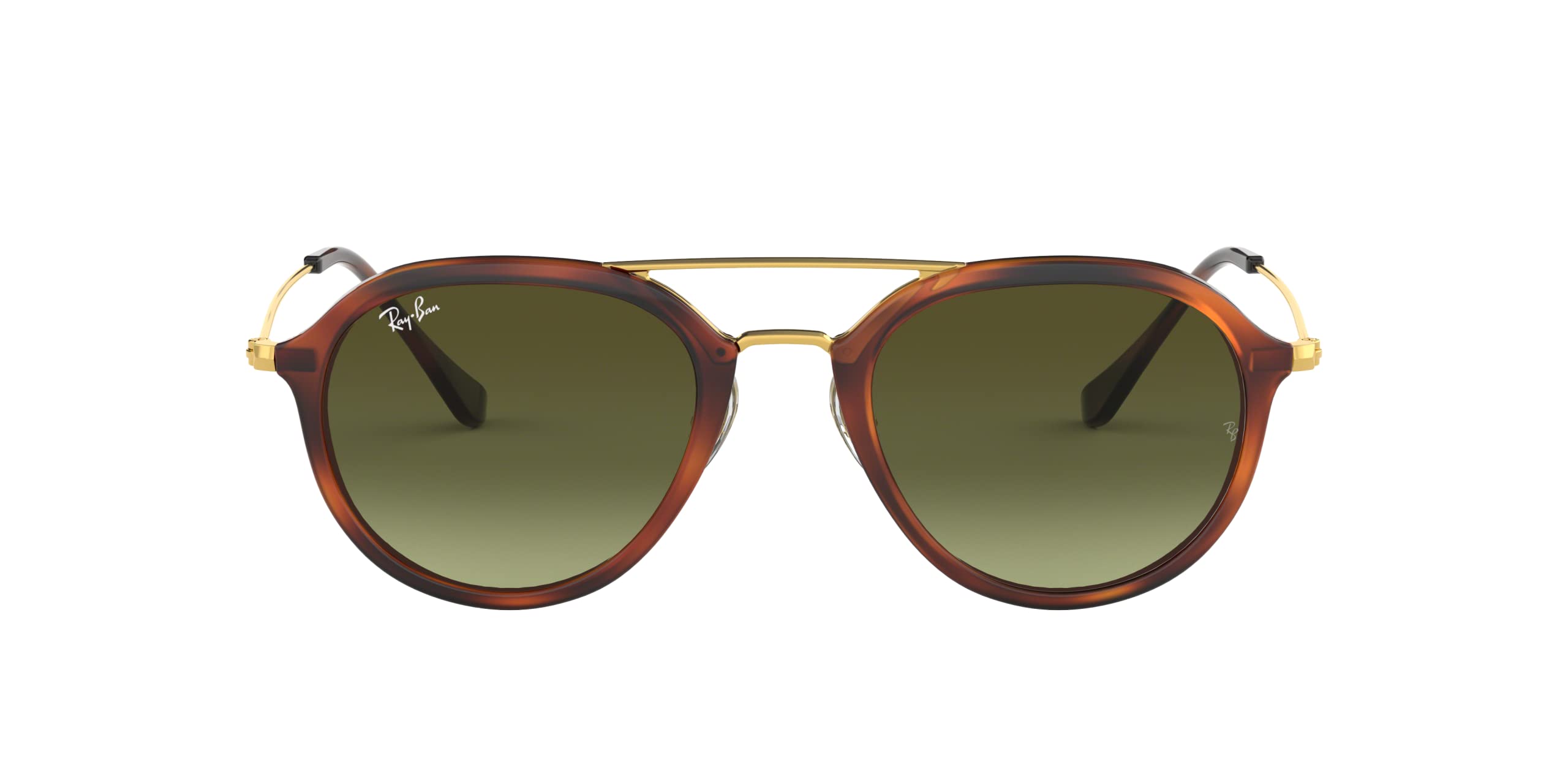 Ray-Ban RB4253 Square Sunglasses, Striped Red Havana/Green Gradient Brown, 53 mm