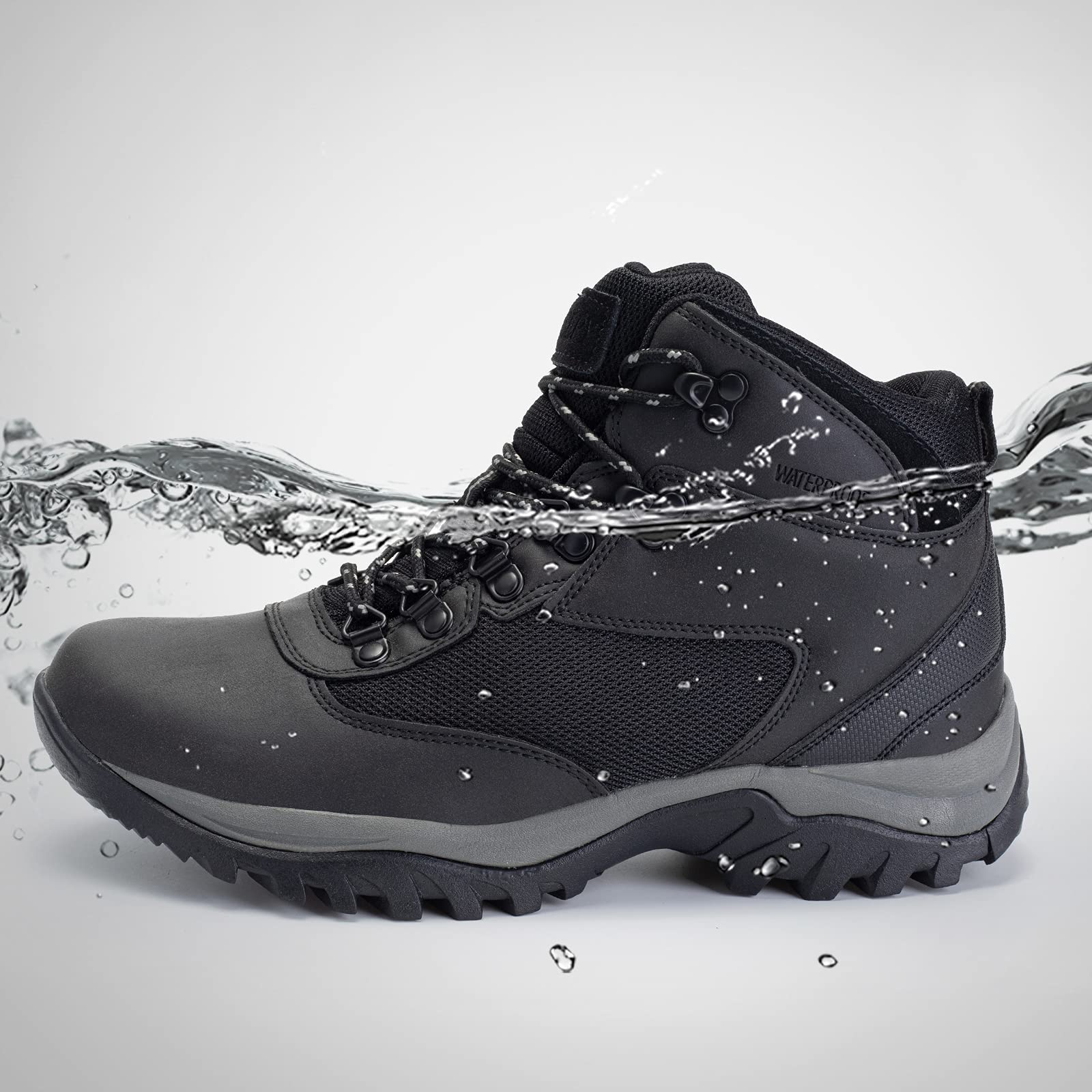 ZASEPY Men's Waterproof Hiking Boots Lightweight Non-Slip Outdoor Shoes Mid Top Ankle Arch Support Hiker Backpacking Trekking Work Boot
