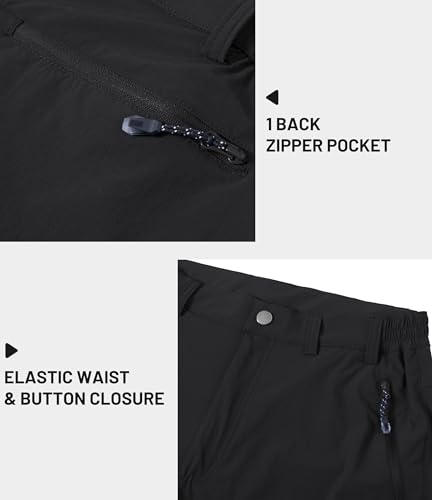 TACVASEN Capri Pants for Men Black Cargo Shorts Men Outdoor Quick Dry Shorts for Men Water-Resistant Workout Shorts with Zipper Pockets