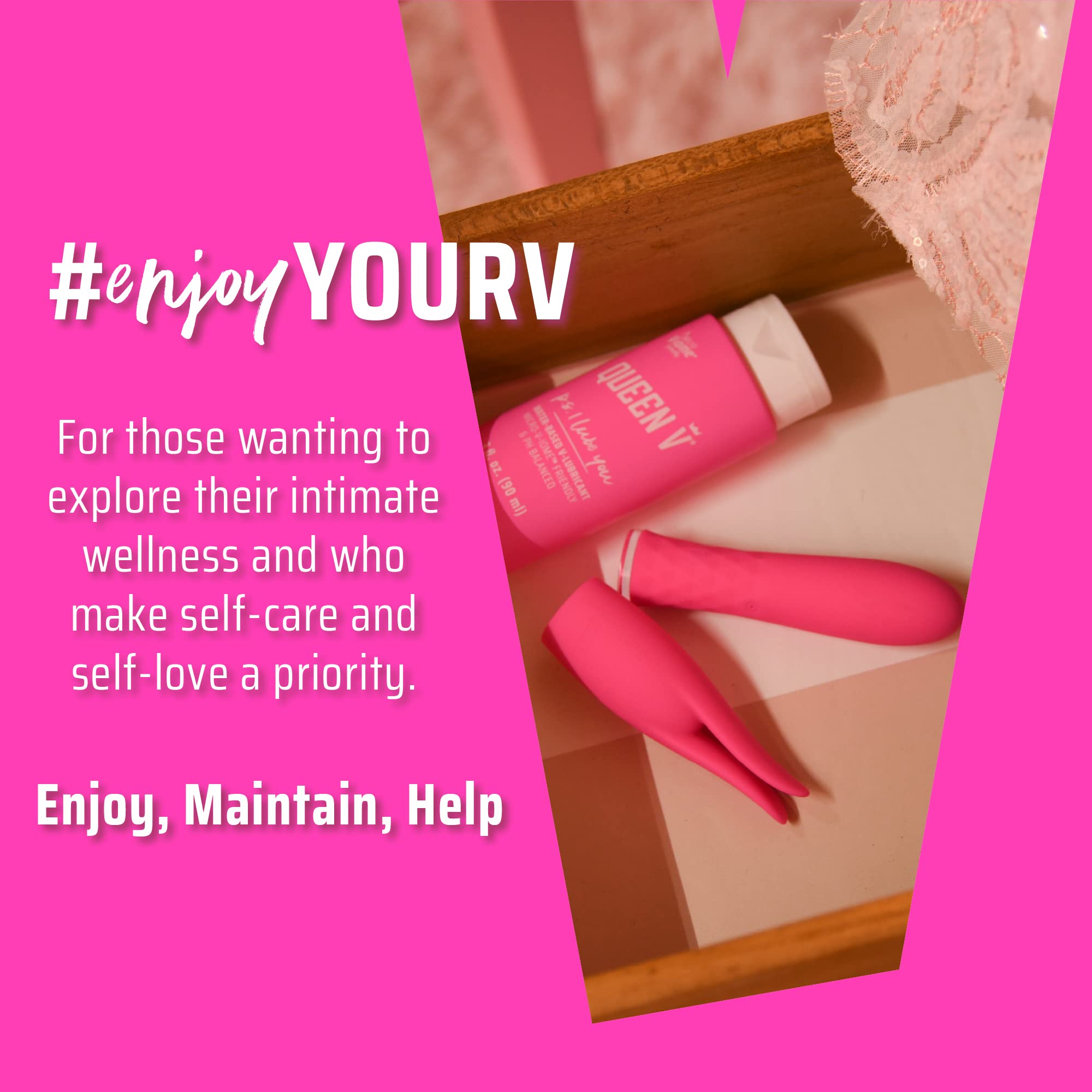 QUEEN V P.S. I Lube You - Intimate Water-Based Lube, pH friendly, Free from Parabens, Artificial Colors, Glycerin & Fragrances, 3 oz. Wetter is Better