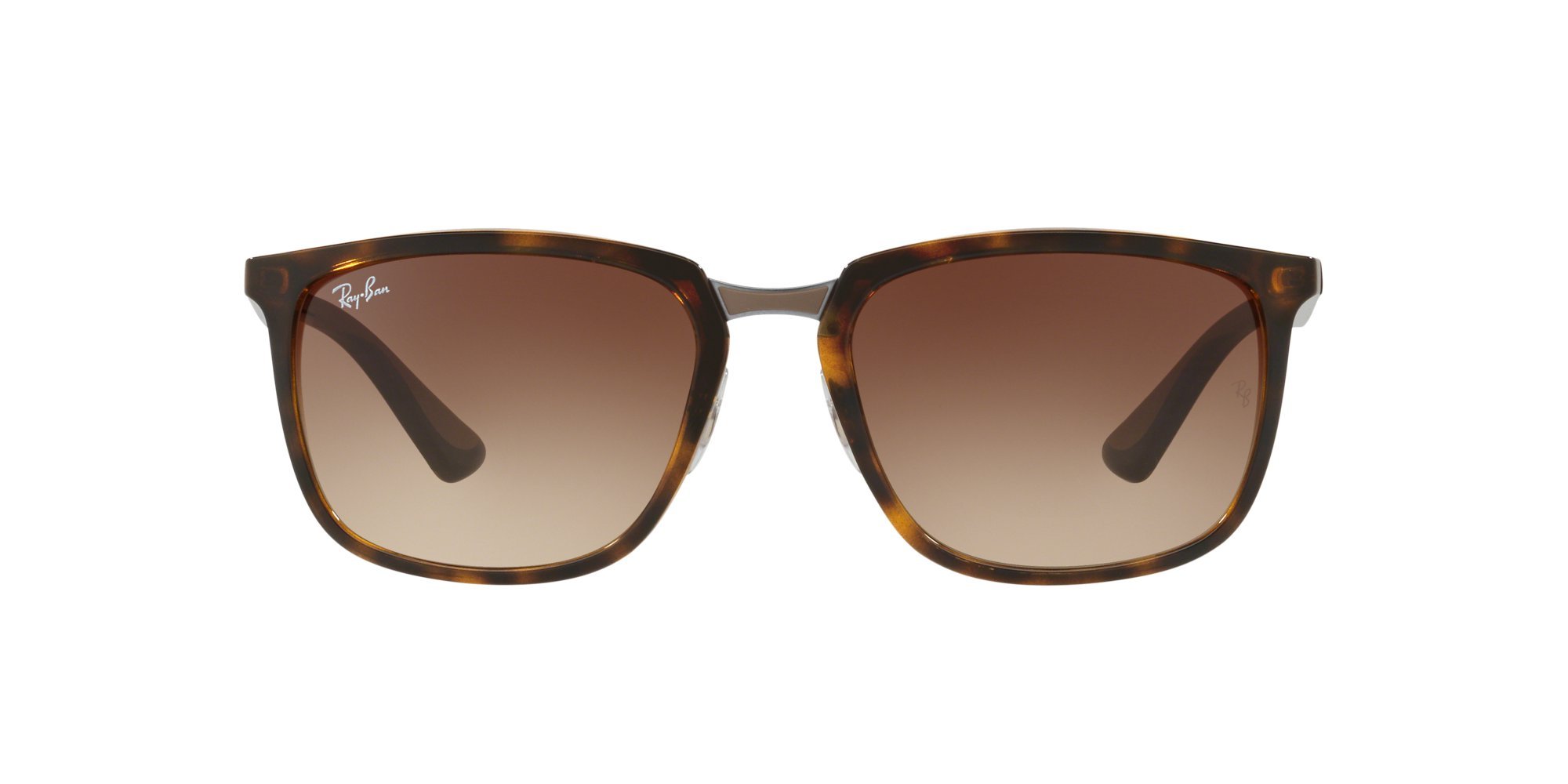 Ray-Ban Men's Rb4303 Polarized Rectangular Sunglasses, Light Havana/Brown Gradient, 57 mm