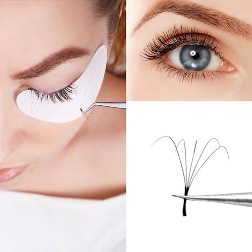 VEYES INC Lash Extension Supplies Premade Fans Eyelash Extensions Mixed Tray 8D 0.07 D curl 9-16mm Short Stem Volume Lashes Matte Black 320FANS