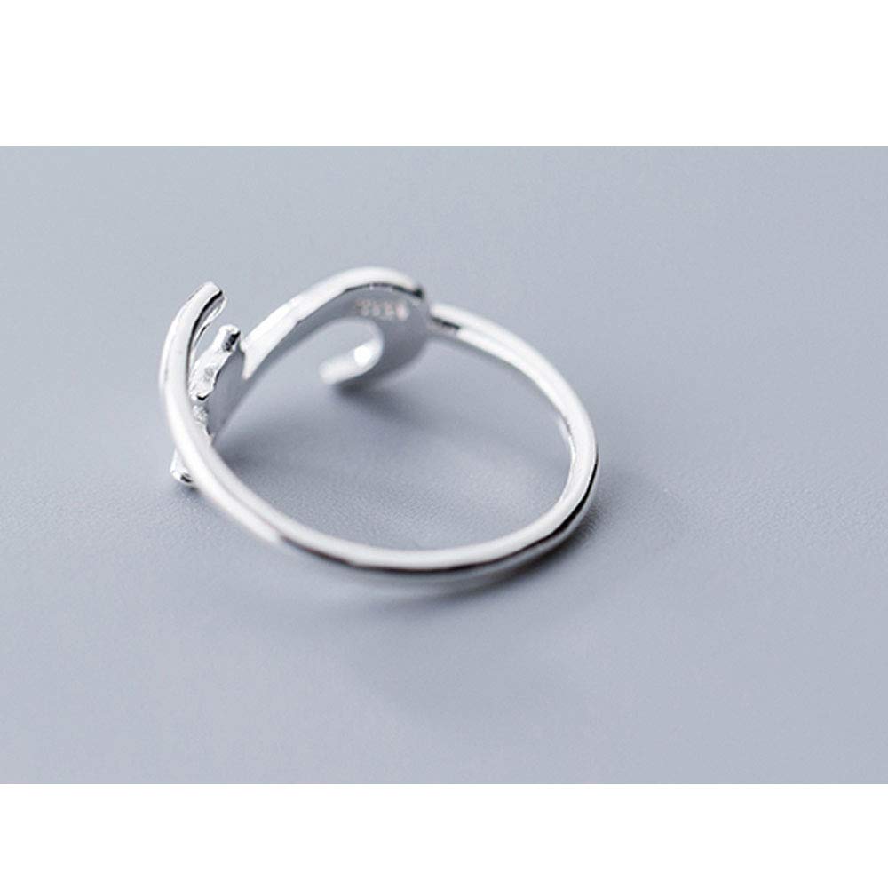 Women Girls Adjustable Rings Jewellery Cat Animal Rings Open Ring (silver)