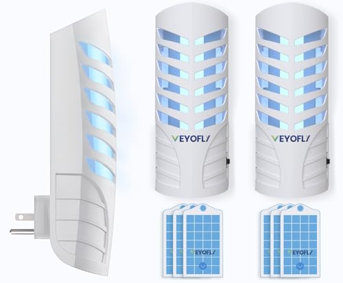 VEYOFLY Indoor Flying Insect Trap - Plug-in Fruit Fly, Gnat and Mosquito Trap With Refills - Odorless Bug Light for Home