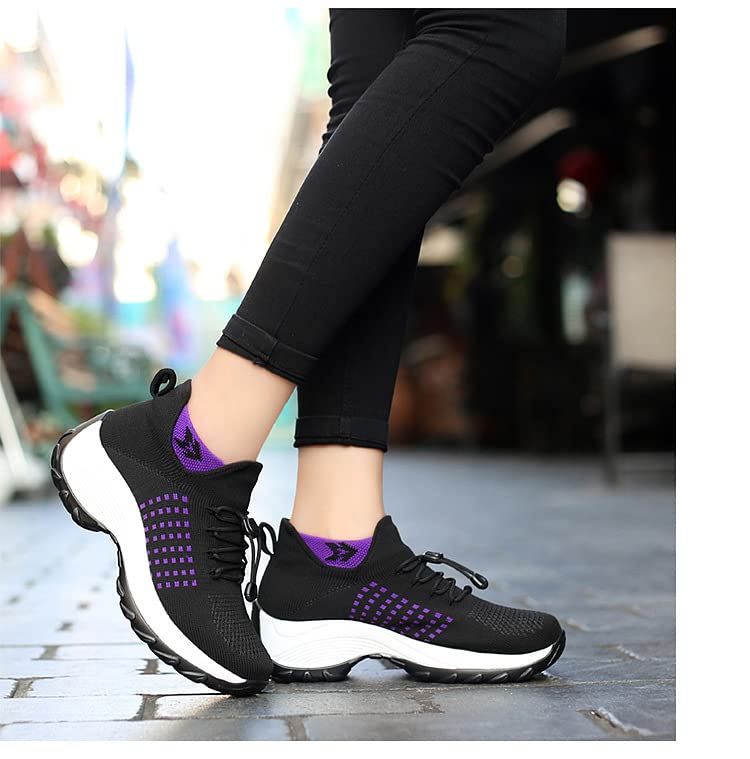 Women’s Ortho Stretch Cushion Shoes ComforthoFit Cloud Pro Ergonomic Pain Relief Footwear Running Lightweight Tennis Shoes Purple