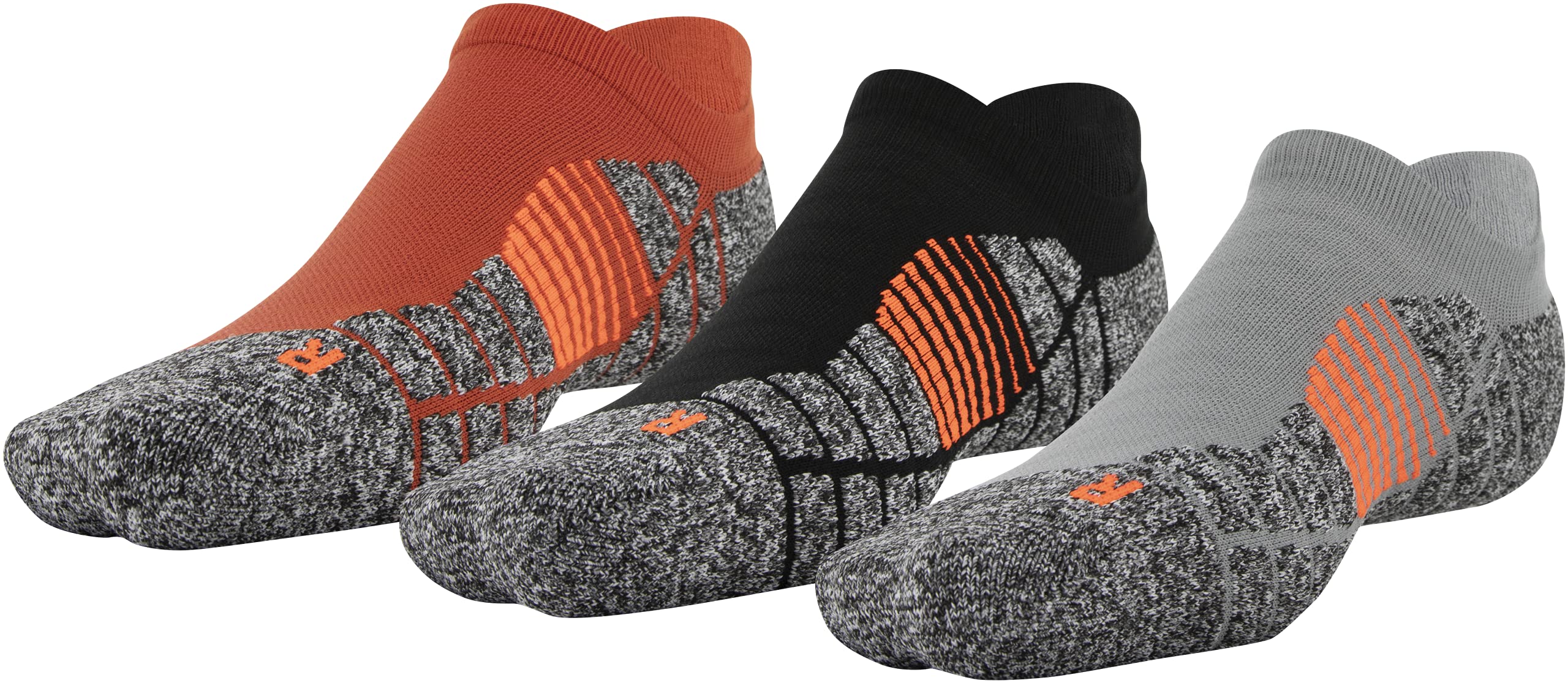 Under Armour Adult Elevated+ Performance No Show Tab Socks, 3-Pairs, Concrete Assorted, Large