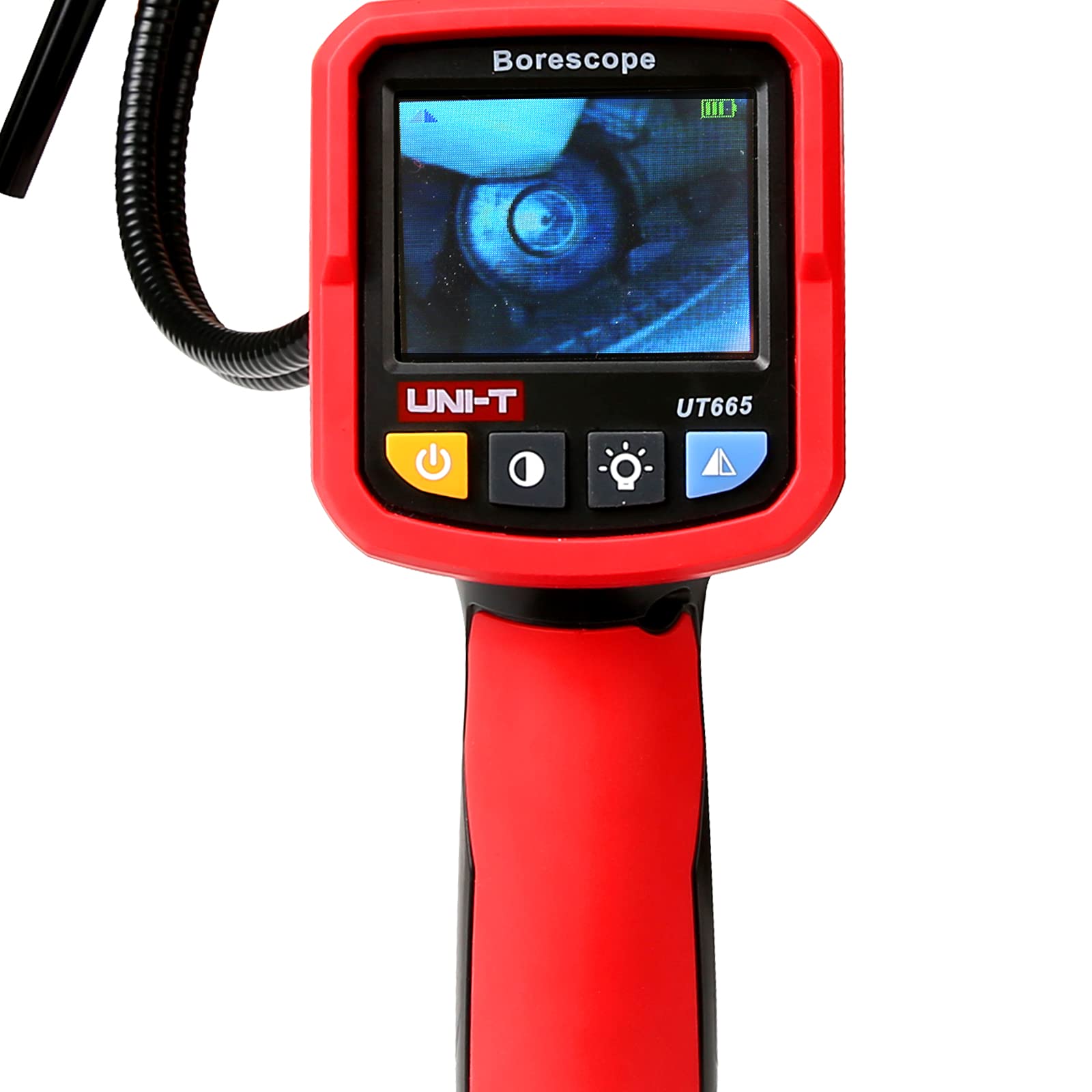 UNI-T Industrial Endoscope UT665 Digital Borescope Sewer Camera for Engine HVAC Chimney Inspection Automotive Maintenance, 4 LED Lights 2.4β Screen Handheld Camera Snake Cable 3.3FT/1M IP67 Waterproof