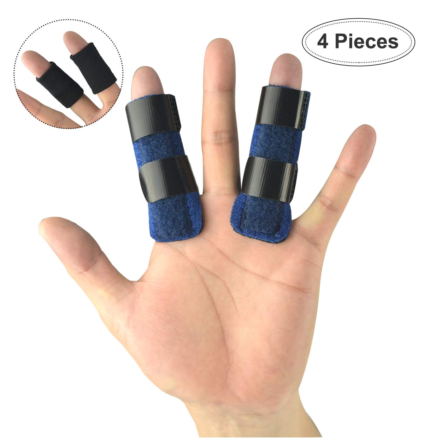 SUHINFE Trigger Finger Splints (2 Sets), Lightweight Sport Finger Sleeves and Finger Brace for Mallet Finger, Middle Finger, Pinky Finger, Arthritis, Broken Finger