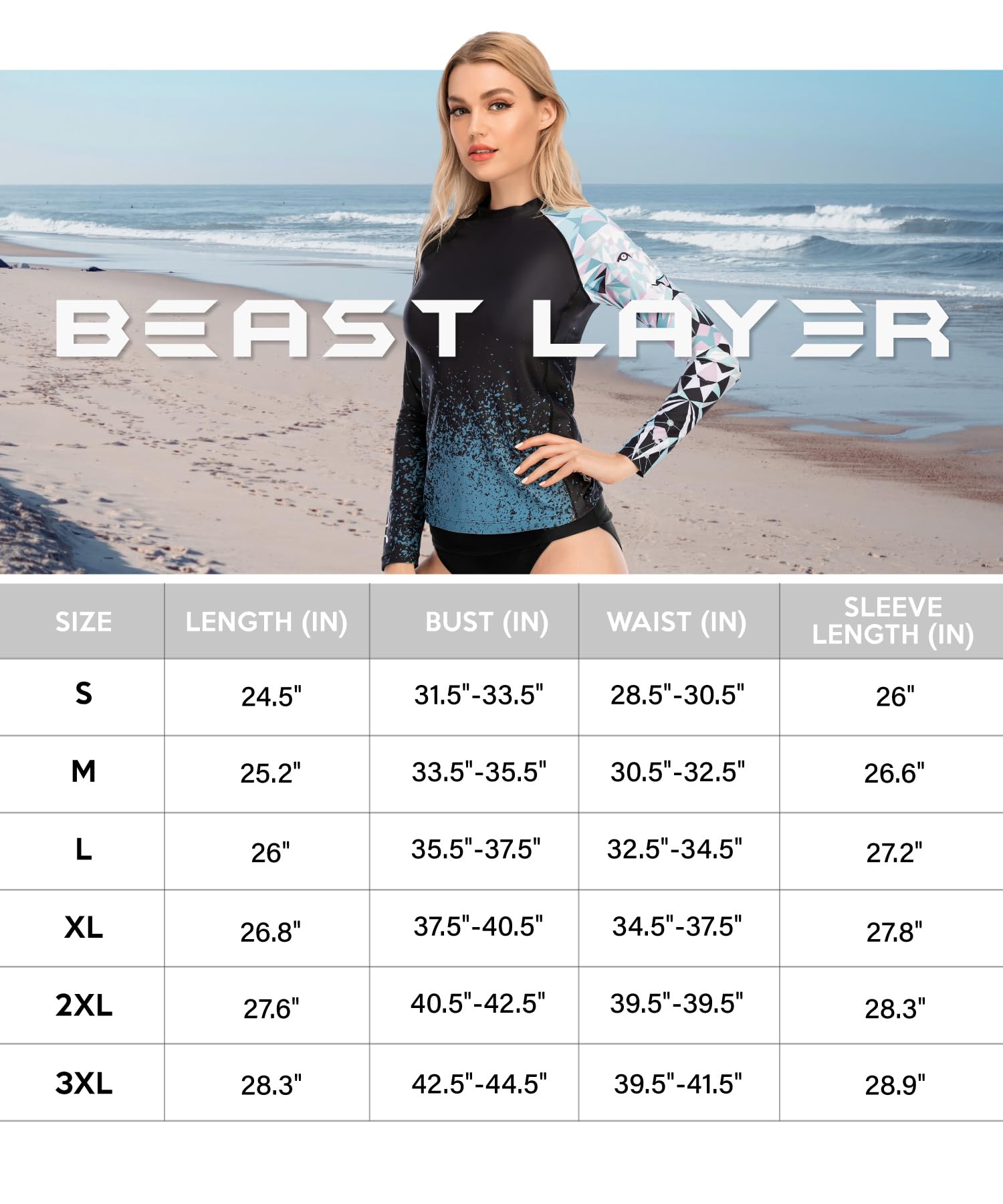 Women's Rash Guard Long Sleeve Sun Protection UPF 50+ Beast Series Swimsuit Top(Wolf,L)