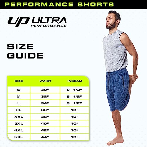 Ultra Performance Mens 5 Pack Athletic Running Shorts, Basketball Gym Workout Shorts for Men with Zippered Pockets