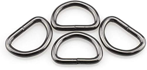 SKEMIX Extra Thick 4mm Welded Strong D Shape Rings D Ring Metal Heavy Duty Black 1” Inside Width 12 Pack for Dog Collars Harnesses Fabric Paracord DIY Strap Webbing Craft Smooth Rust Proof