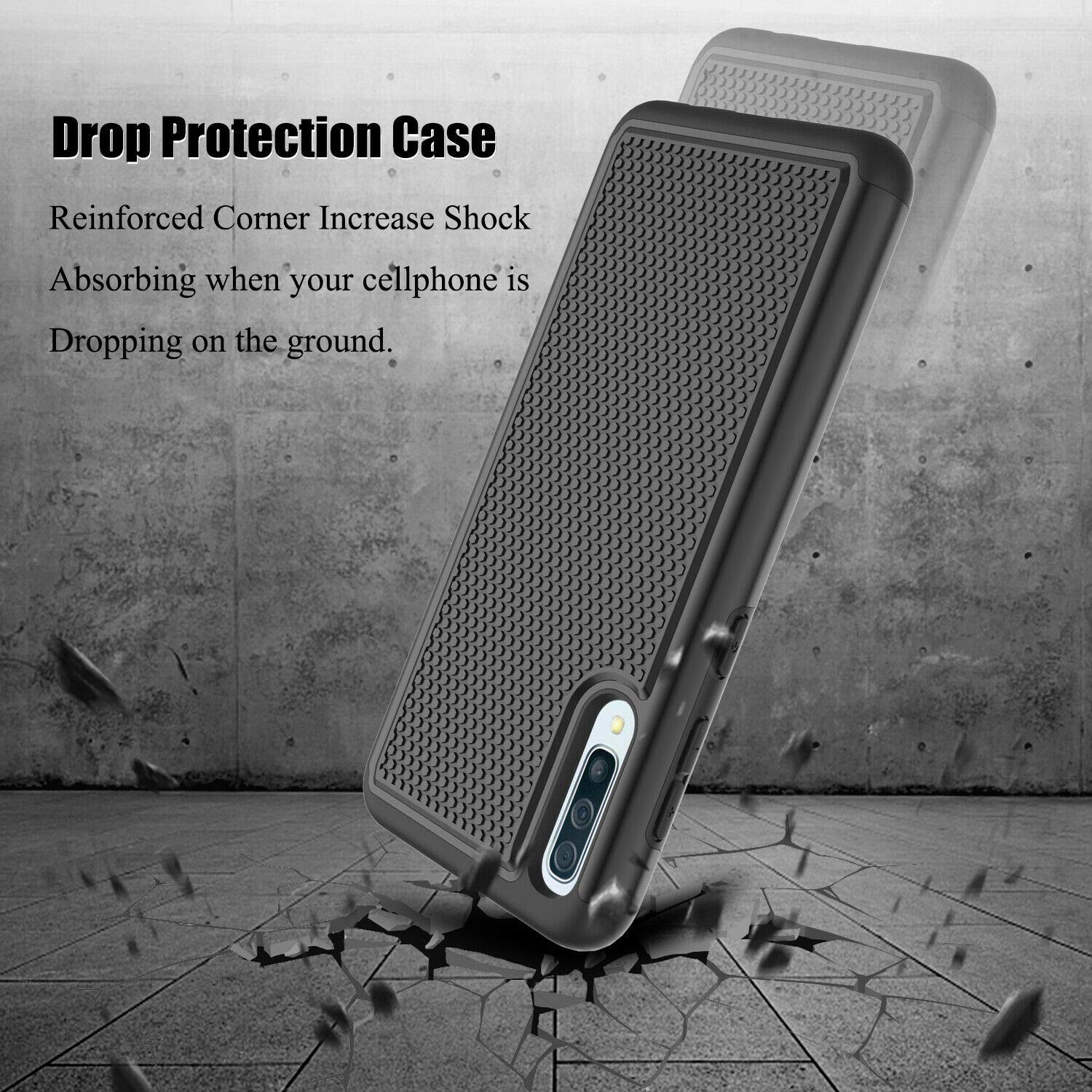 UniSpg for Samsung A50 Case,Galaxy A50 Phone Case [Shockproof] [Military Grade 10ft. Drop Tested] Hybrid Rubber Dual Layer Armor Defender Protective Case Cover for Samsung Galaxy A50 A50s A30s [Black]