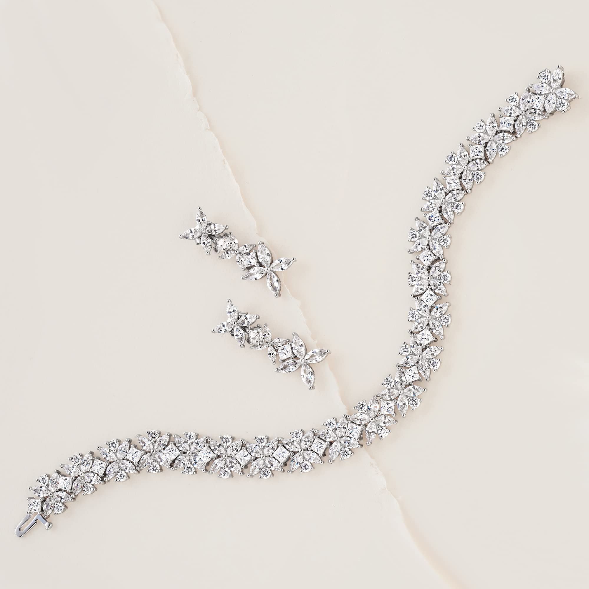 Ross-Simons 4.80 ct. t.w. Princess-Cut and Marquise CZ Floral Drop Earrings in Sterling Silver