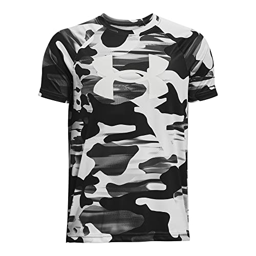 Under Armour Boys Tech Big Logo Printed Short-Sleeve T-Shirt, (006) Black / / White, Medium