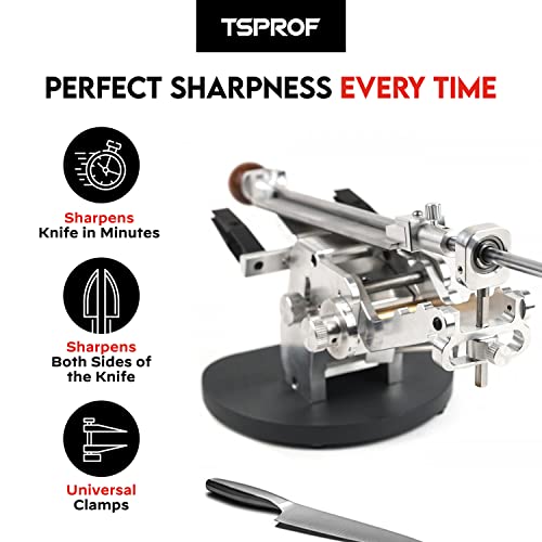 TSPROF Knife Sharpener - 'Blitz Base' |Precision Knife Sharpener System | 100% Steel and Ultra Strong Aluminum 7075-T6 Alloy | for All Types of Knives |