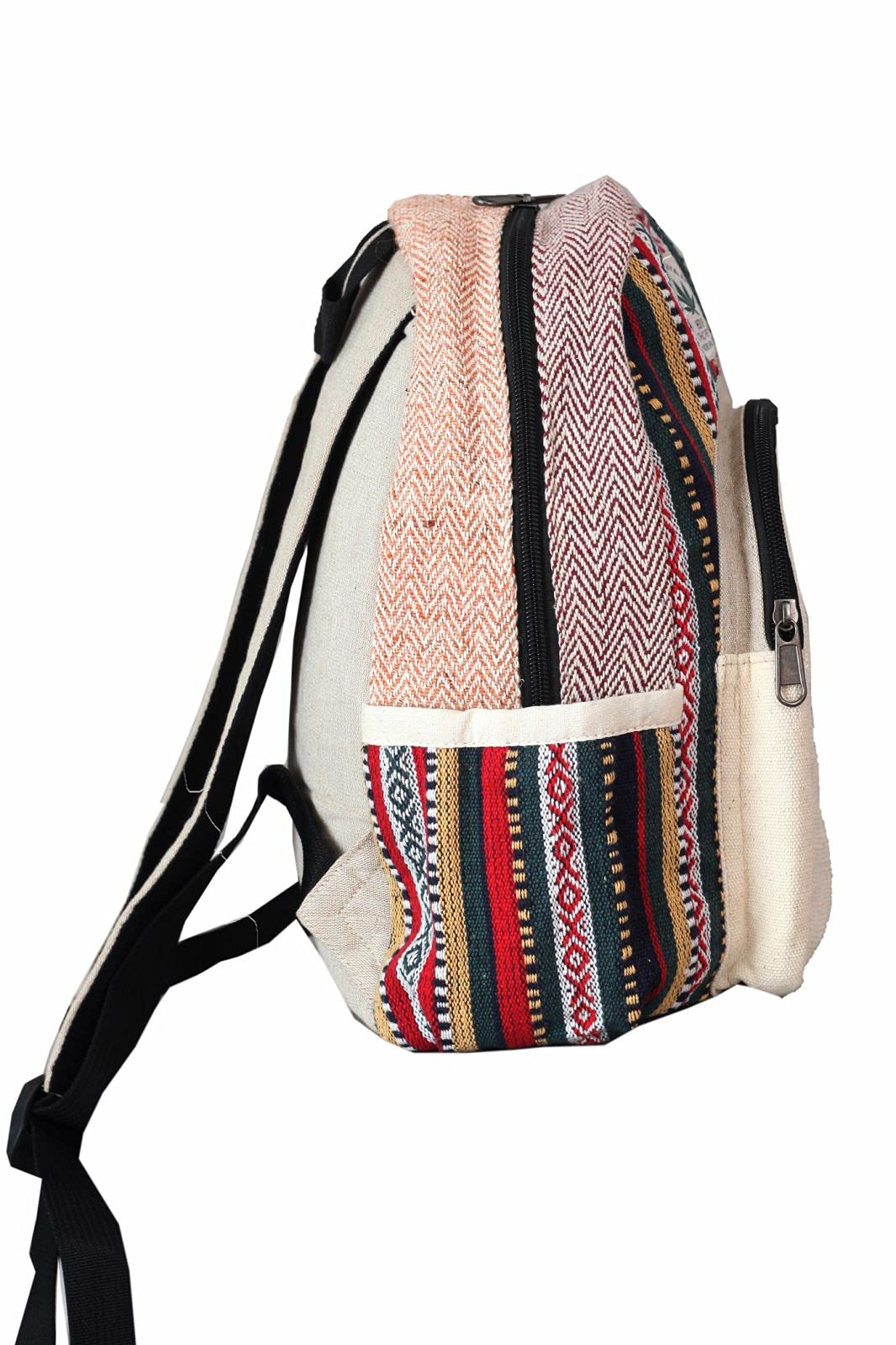 VIBRANIC Himalayan HEMP Laptop Backpack - THC Free - 13β/15β Laptop Compartment - All Natural Handmade - Multi-Pocket - Lord Ganesha Print - Made in Nepal