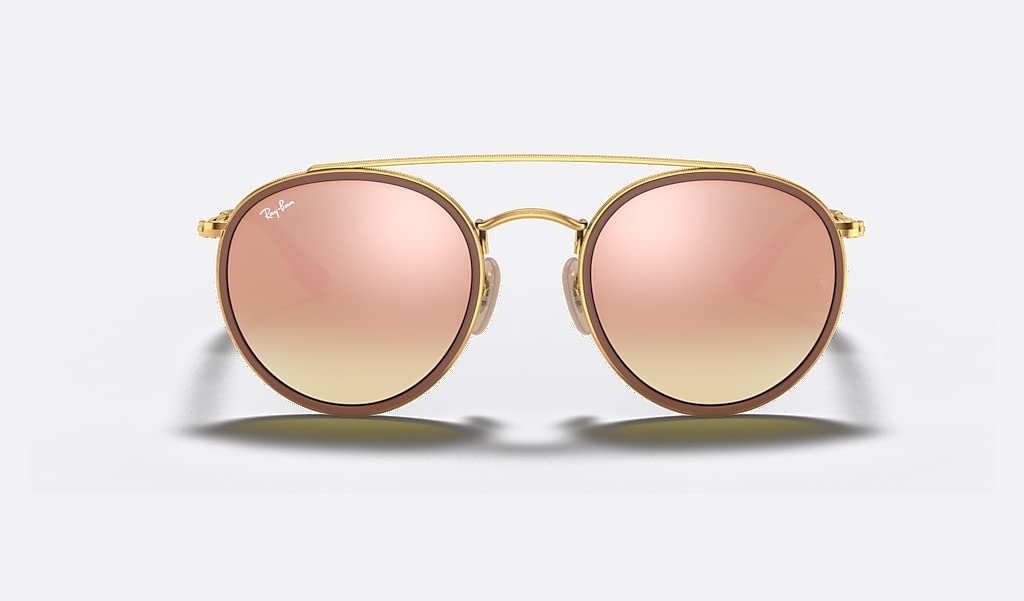Ray-Ban RB3647N 001/7O 51M Gold/Pink Brown Mirror Gradient Sunglasses For Men For Women + BUNDLE with Designer iWear Eyewear Kit