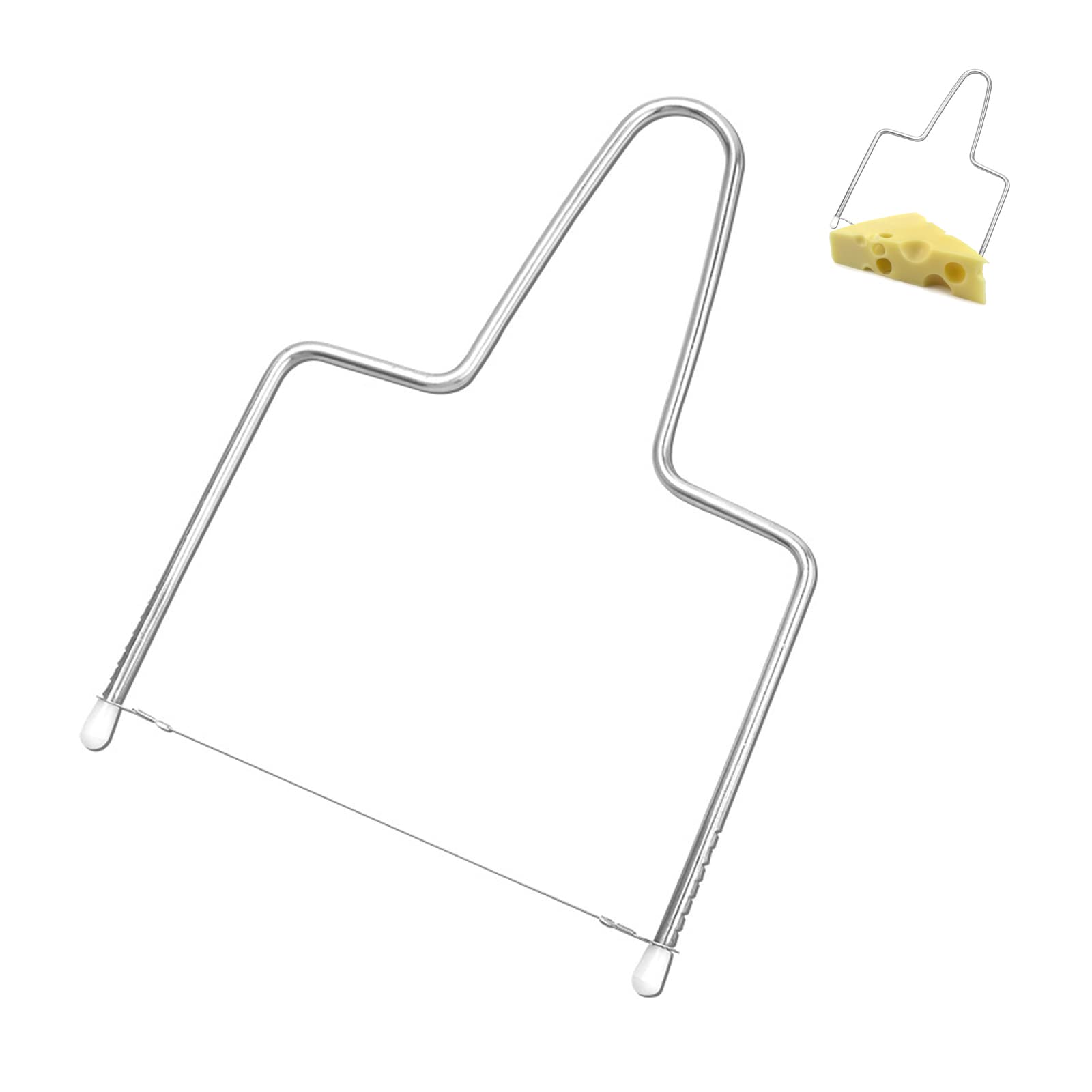 YAFIYGI Cheese Wire Slicer Cutter - Fast Cutting for Hard or Semi-Hard Block Cheeses - Stainless Steel Cheese Slicer with Wire - Handheld Cheese Cutter with Replacement Wire