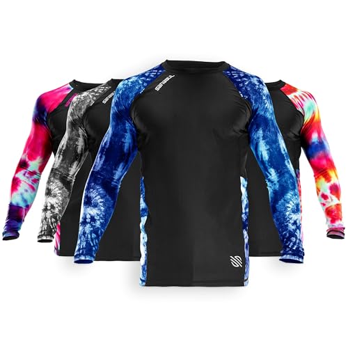 Sanabul Funk Strike Compression Long Sleeve Rash Guard | Stylish Training Shirt for MMA BJJ | Swim Surf Rash Guard for Men (Blue Swirl, Medium)