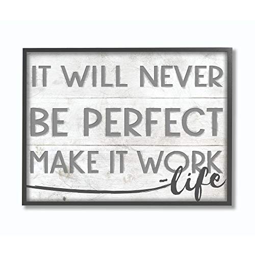 Stupell Industries Make It Work Inspirational Family Word, Design by Artist Daphne Polselli Wall Art, 11x14, Black Framed