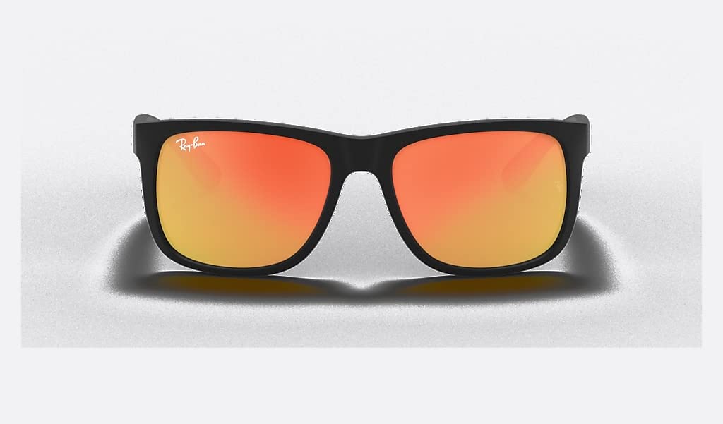 Ray-Ban RB4165 JUSTIN 622/6Q 55M Rubber Black/Brown Mirror Orange Sunglasses For Men For Women