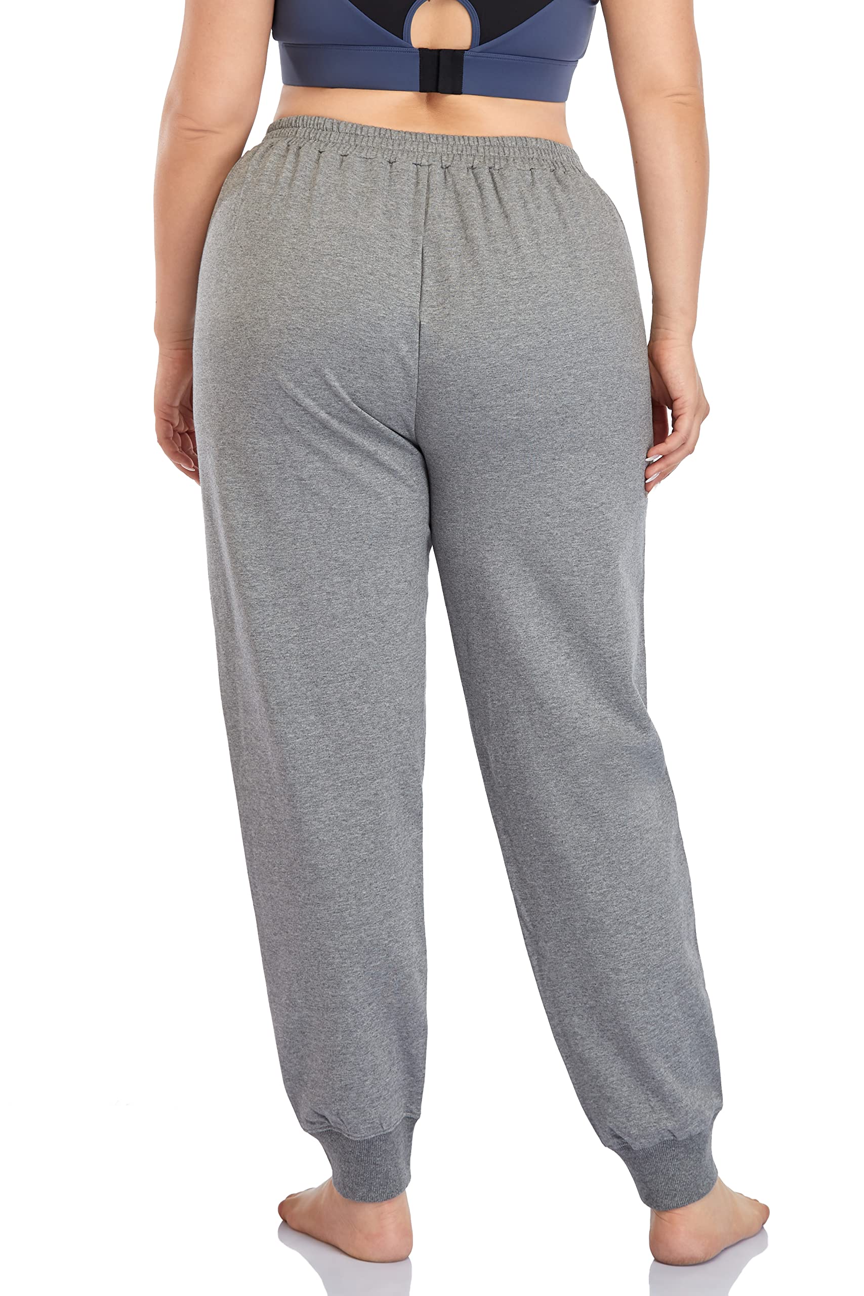 ZERDOCEAN Women's Plus Size Sweatpants Casual Running Jogger Lounge Pants Active Workout Jersey Pants with Pockets LightGray 4X