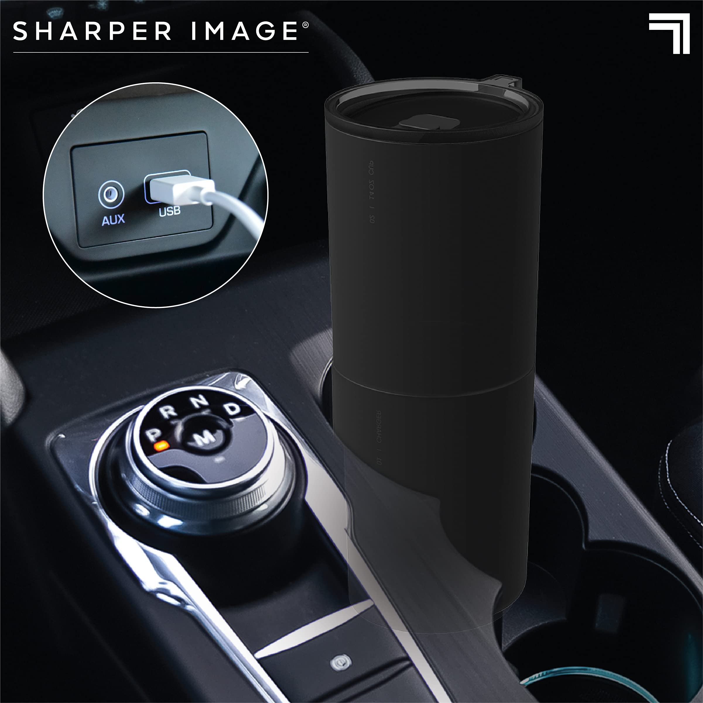 Sharper Image Insulated Heated Travel Mug with USB Power and Stainless Steel