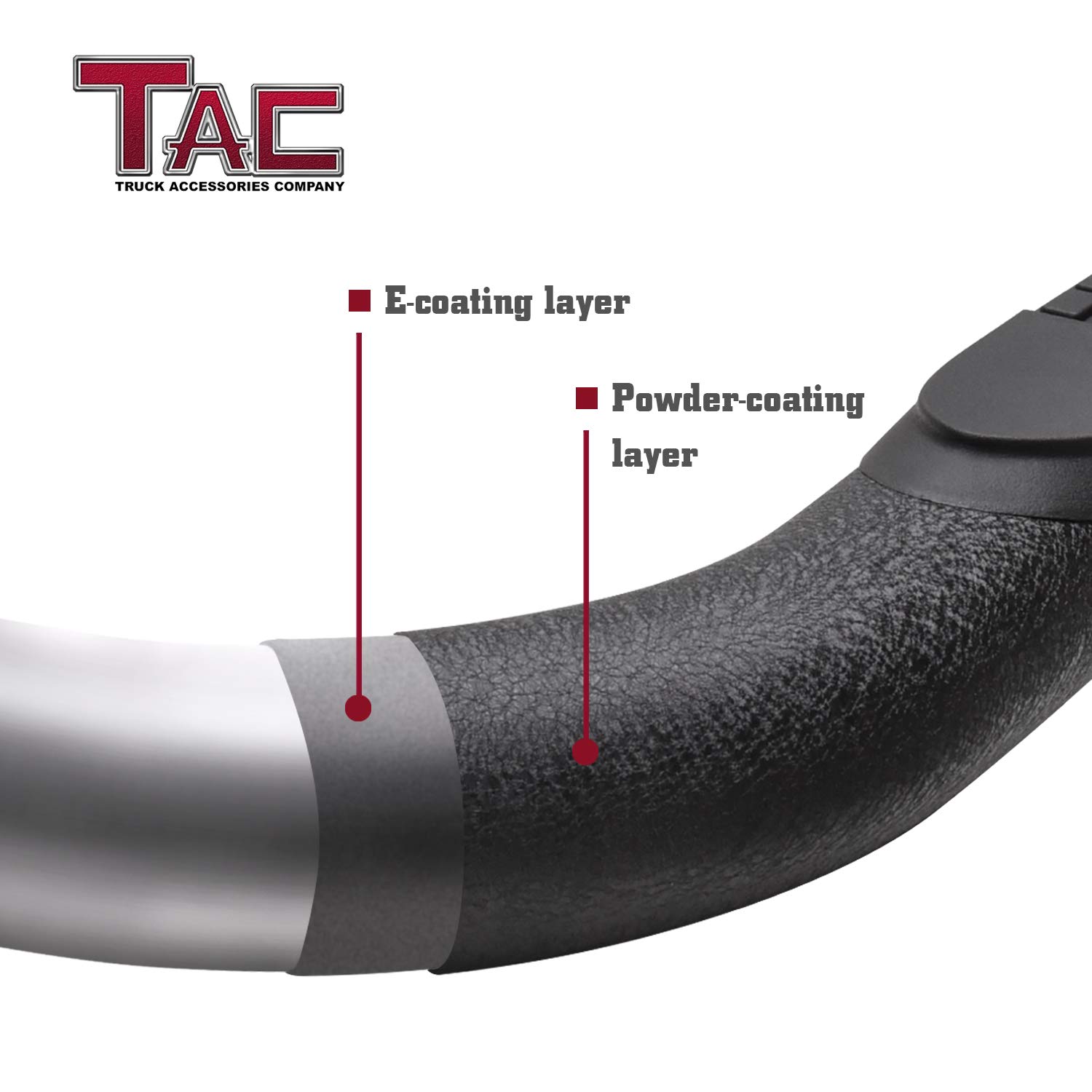 TAC 3” Side Steps Compatible with 2019-2024 Ford Ranger SuperCrew Truck Pickup Texture Black Running Boards Nerf Bars Side Bars Off Road Accessories 2pcs