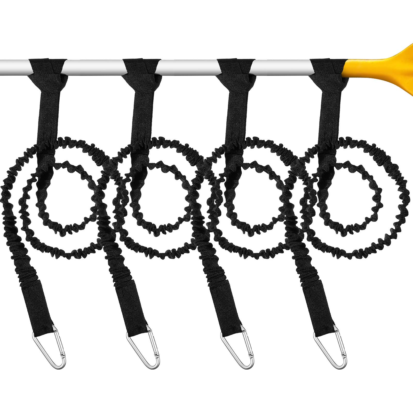 Sumind 4 Pieces Kayak Paddle Leash Kayak Rod Leash Kayak Paddle Lanyard Stretchable Coiled Lanyard Leash Kayak Accessories for Kayak and Paddles (Black)