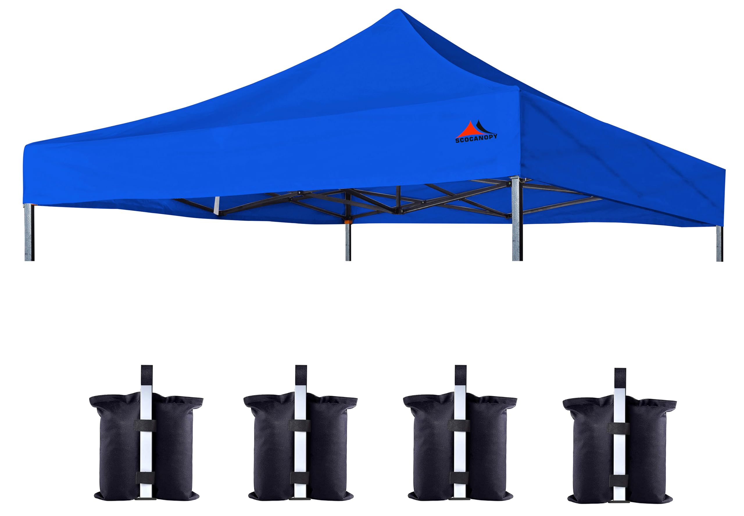 SCOCANOPY 10x10 Canopy Replacement Top,Canopy Cover ONLY,Bonus 4 Pack Weight, (Blue)