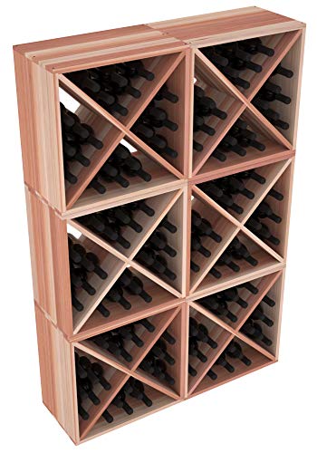 Wine Racks America Living Series Cube Wine Rack - Durable and Modular Wine Storage System, Redwood Unstained - Holds 144 Bottles