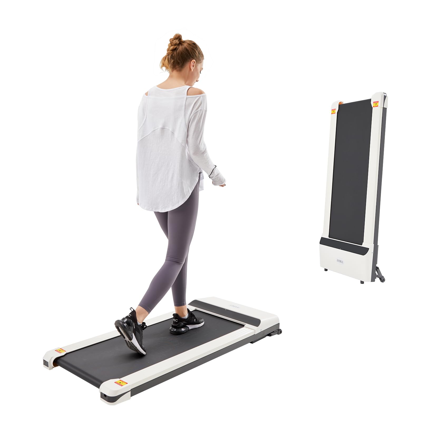 UMAY Under Desk Treadmill Without Assembling for Home & Office with Foldable Wheels, Small Walking Jogging Machine Exercise Machine with Low Noise & Sports App