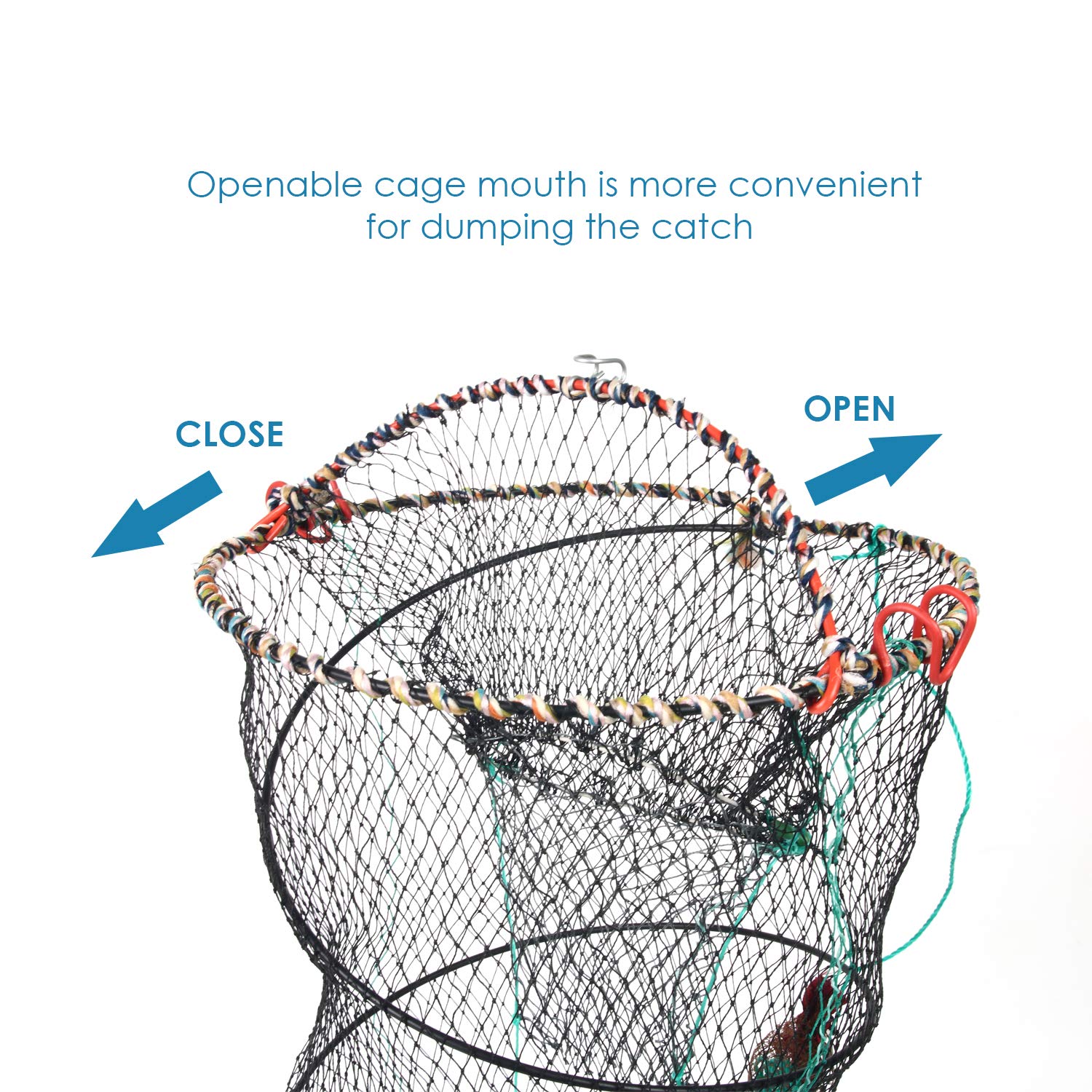 SF Fishing Casting Nets Crab Trap Crawfish Crayfish Shrimp Collapsible Cast Net Durable Black Mesh Fishing Nets Portable Folded Safe Fish Catching- 3 Packs Small