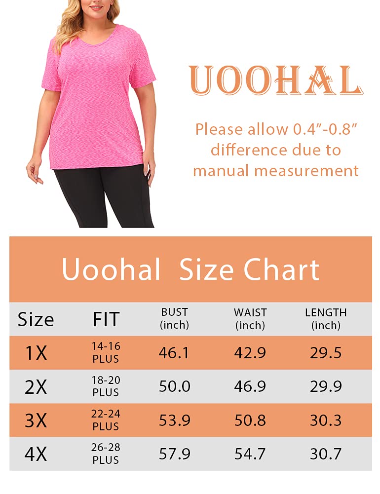 Uoohal Plus Size Workout Yoga Tops for Women Athletic Active Short Sleeve Tee Shirts 34# Blue 2X