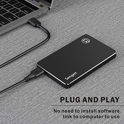 Sengert 2.5" 500GB Ultra Slim Portable External Hard Drive USB3.0 Mobile HDD Storage Compatible for PC, Desktop, Laptop, Xbox One, Xbox 360(Black)