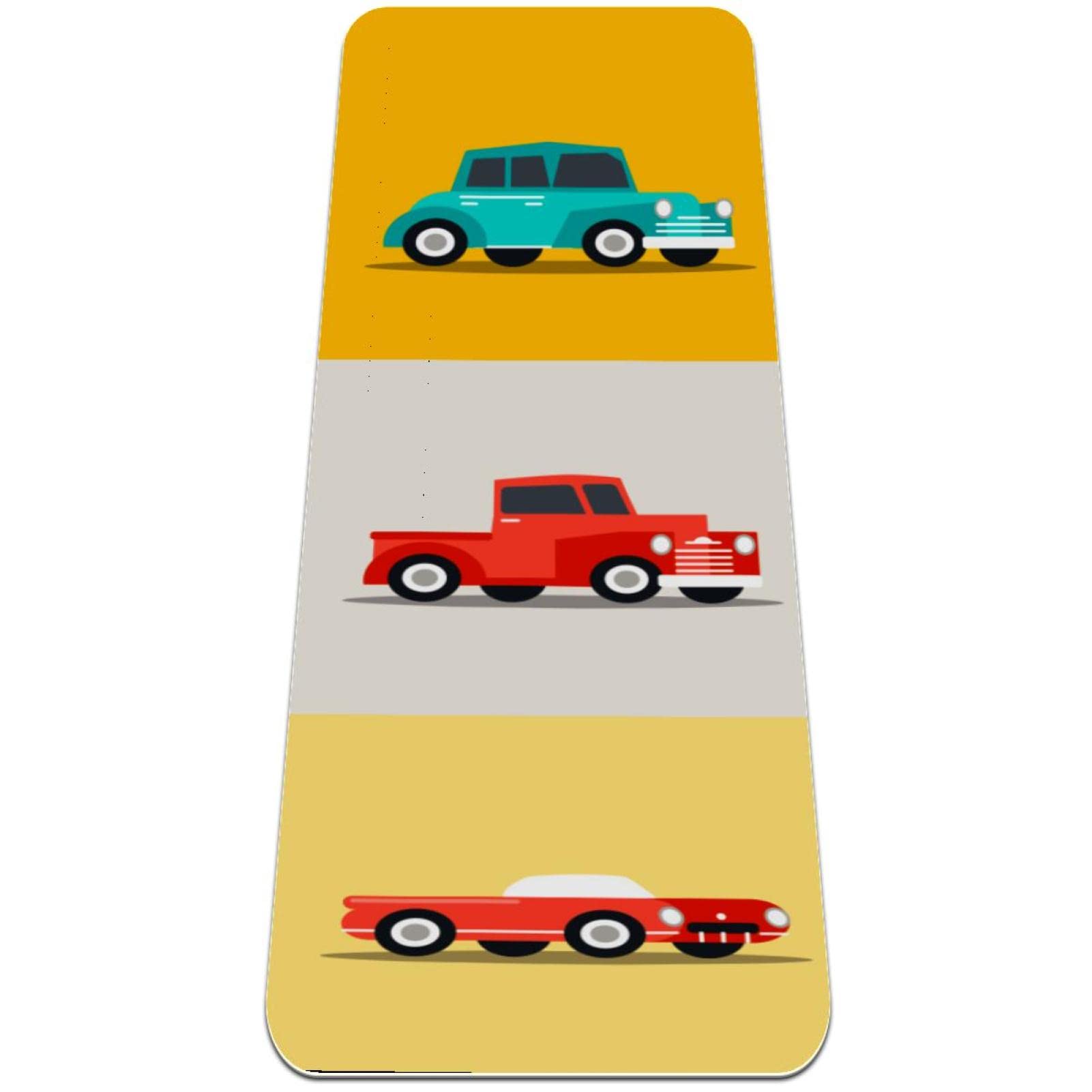 Yoga Mat, Yoga Mats for Home Workout, Workout Mat, Exercise Mats, Pilates Mat, colorful car plaid pattern