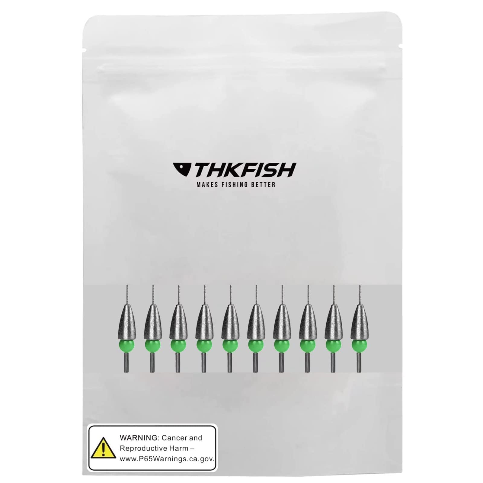 THKFISH Fishing Weights Bullet-Weights Carolina Ready Rigs Pre Rigged Carolina Rigs 1/5oz 10pcs