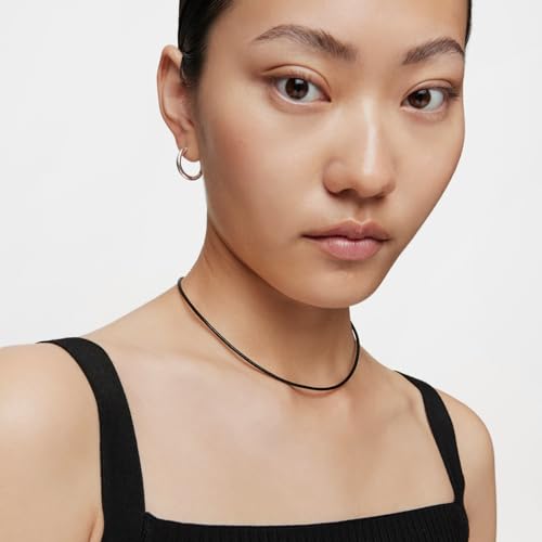 TOUS Black Leather Choker for Women with Sterling Silver Clasps, Length 40 cm Chokers Collection