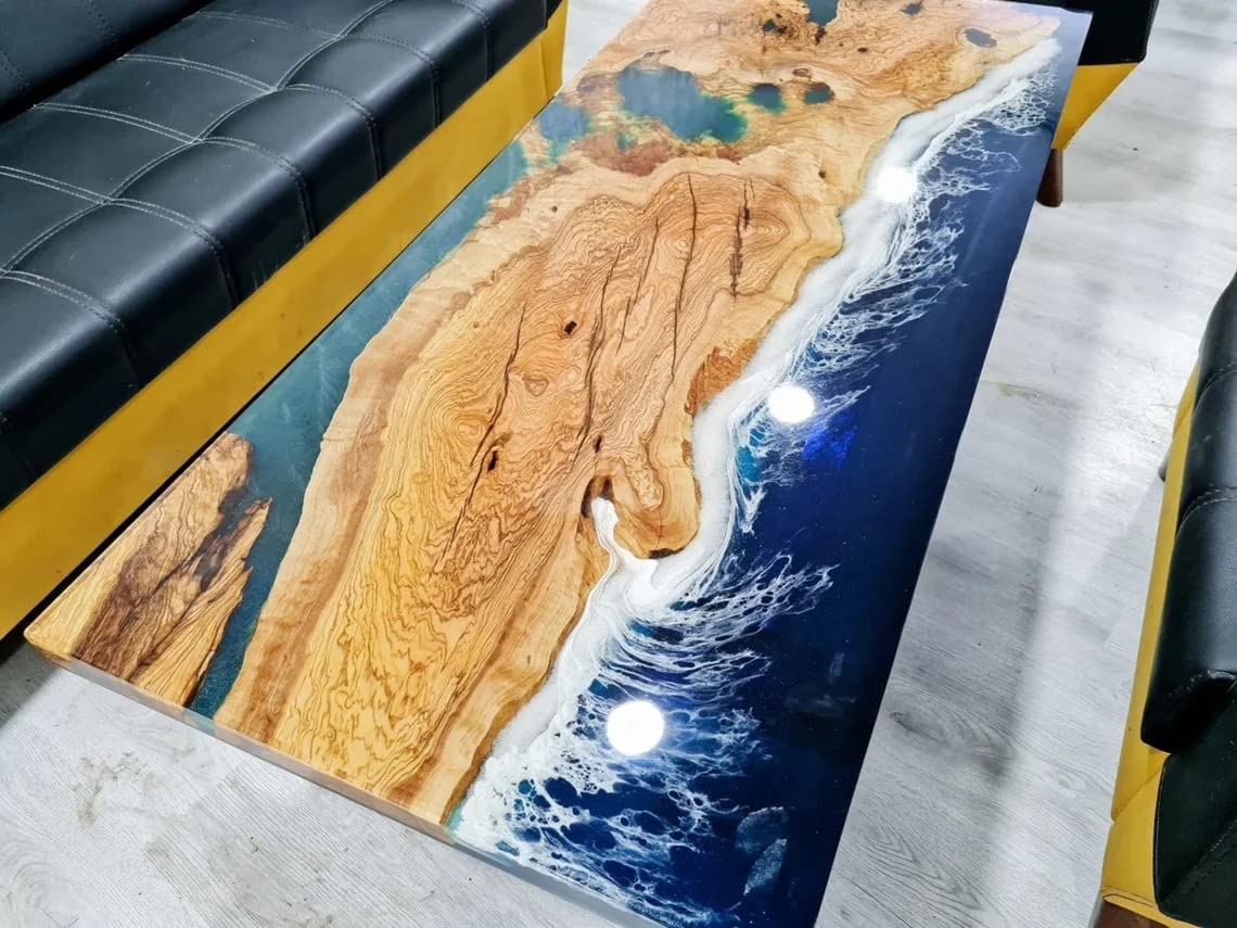 Personalized Large EPOXY Table, Resin Dining Table for 2, 4, 6, 8 River Dining Table, Wood Epoxy Coffee Table Top, Living Room Table (without Stand, 24 x 12inches)