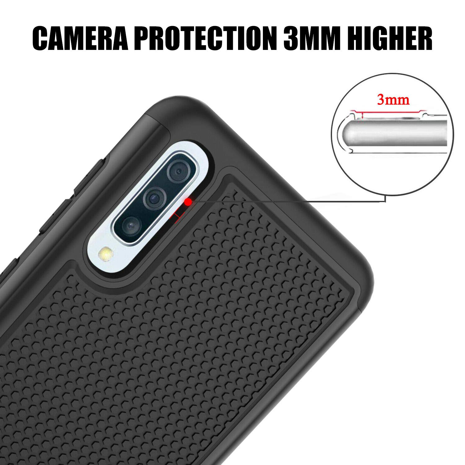 UniSpg for Samsung A50 Case,Galaxy A50 Phone Case [Shockproof] [Military Grade 10ft. Drop Tested] Hybrid Rubber Dual Layer Armor Defender Protective Case Cover for Samsung Galaxy A50 A50s A30s [Black]