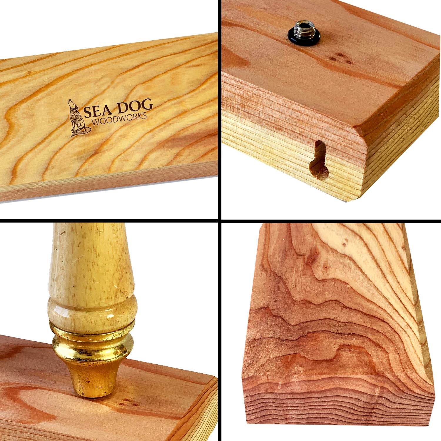 Tap Handle Holder Display Floating Shelf | Wall-Mounted Tap Handle Display Shelf Constructed from Reclaimed Redwood | Beer Tap Holder for 10 Tap Faucet Handles | Made in USA (10 Tap Handles)