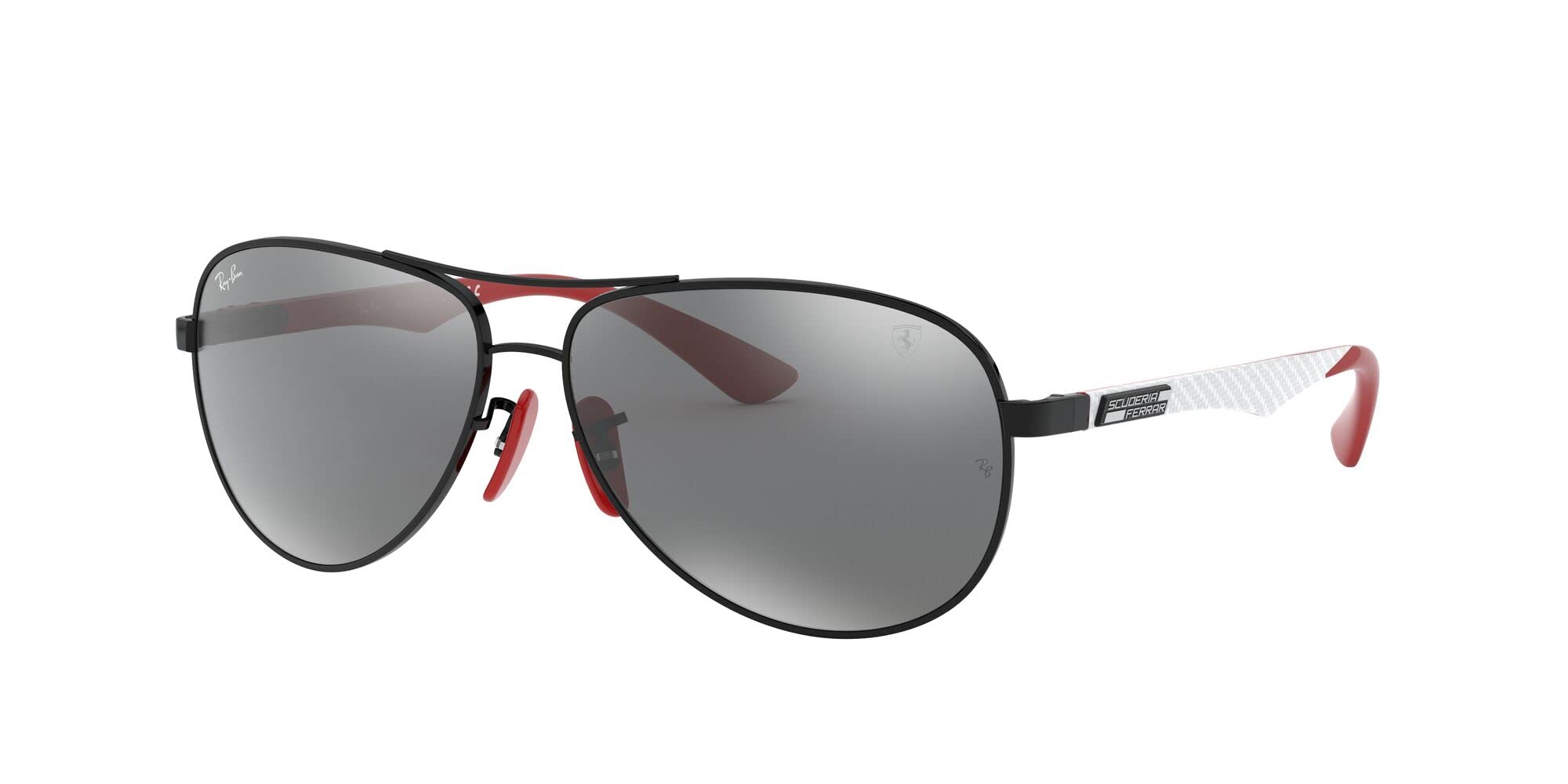 Ray-Ban RB8313M Scuderia Ferrari Collection Aviator Sunglasses, Matte Gunmetal/Chromance Polarized Grey Mirrored Blue, 61 mm