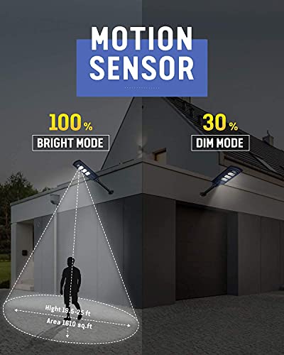 Solar LED Street Light, 6000LM Outdoor Solar Powered Street Lights Dusk to Dawn, 6500K Motion Sensor Street Light for Wall Mounted or Pole Mounted, BILLSTARS