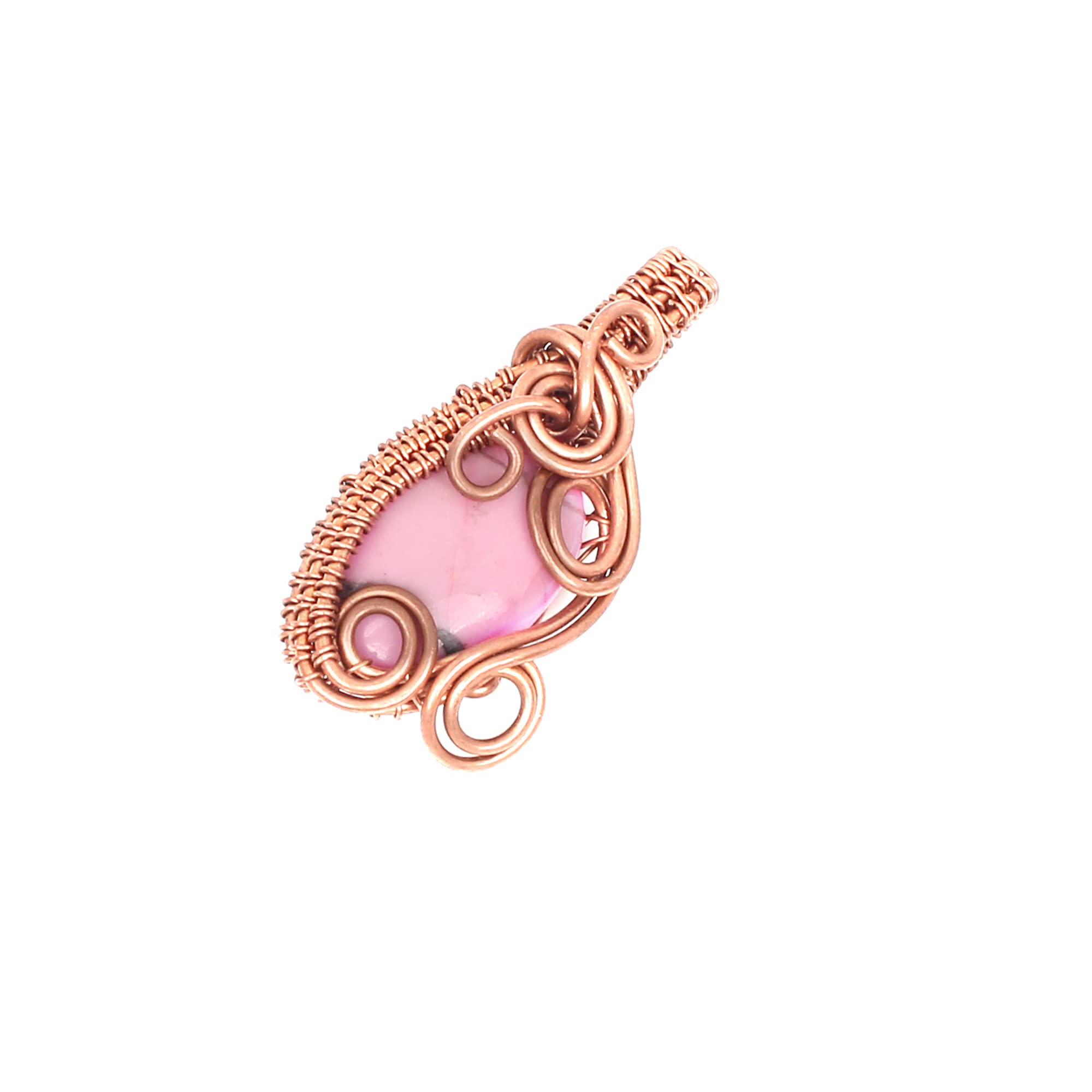 Wire Wrapped Copper Antique Jewelry Pink Jasper Pendant For Unisex